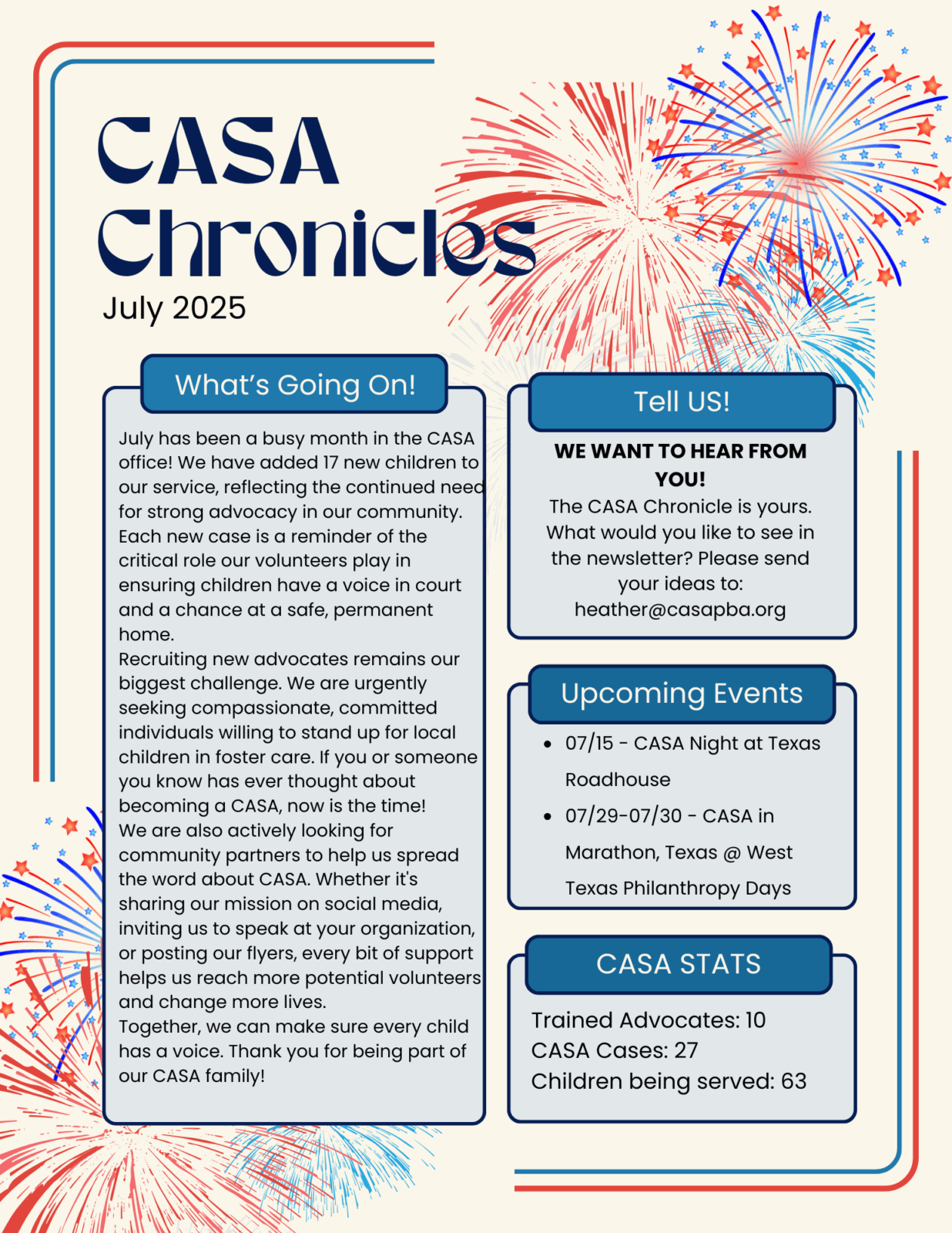 Newsletter - CASA of the Permian Basin Area